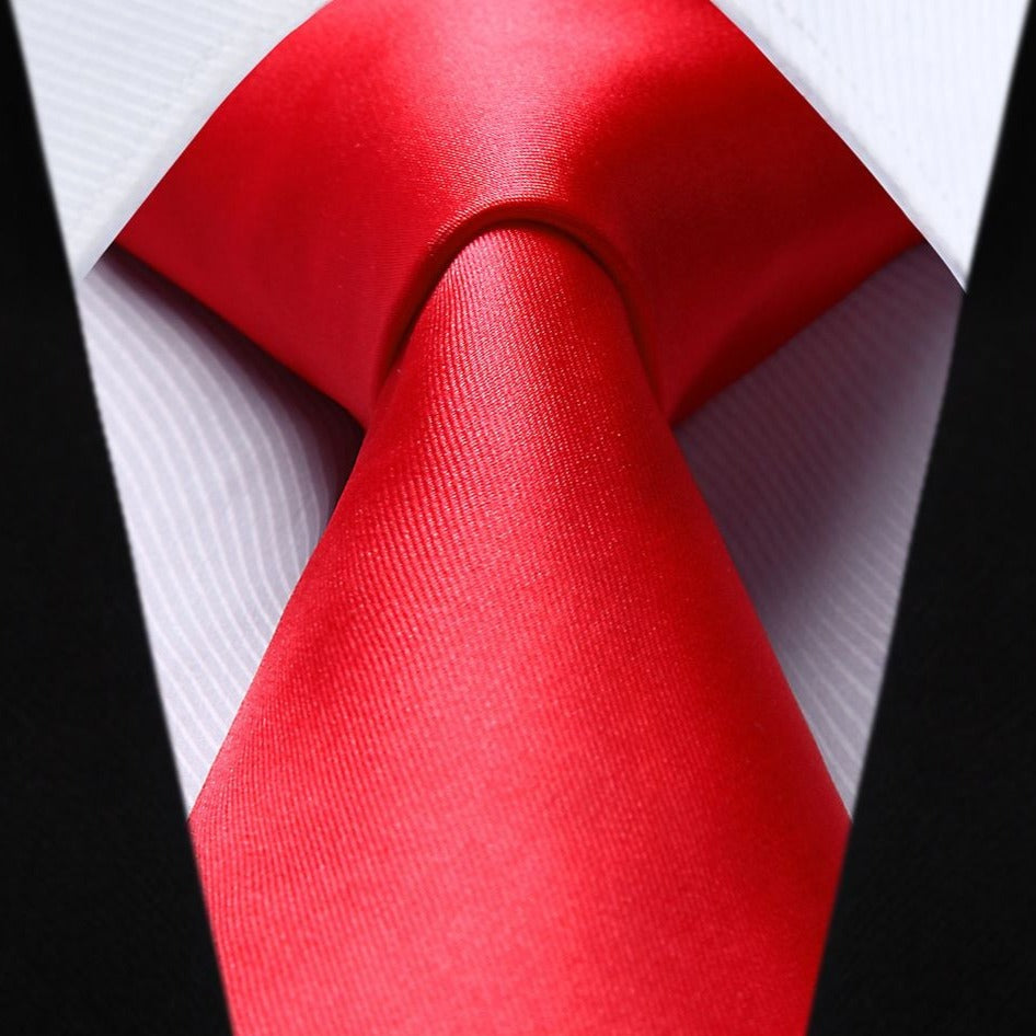 Hisdern Red Solid Men’s Tie Set for Formal & Wedding