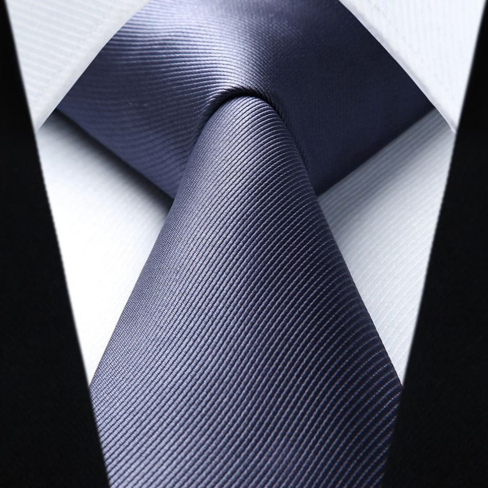 Hisdern Grey Dark Solid Men’s Tie Set for Formal & Wedding
