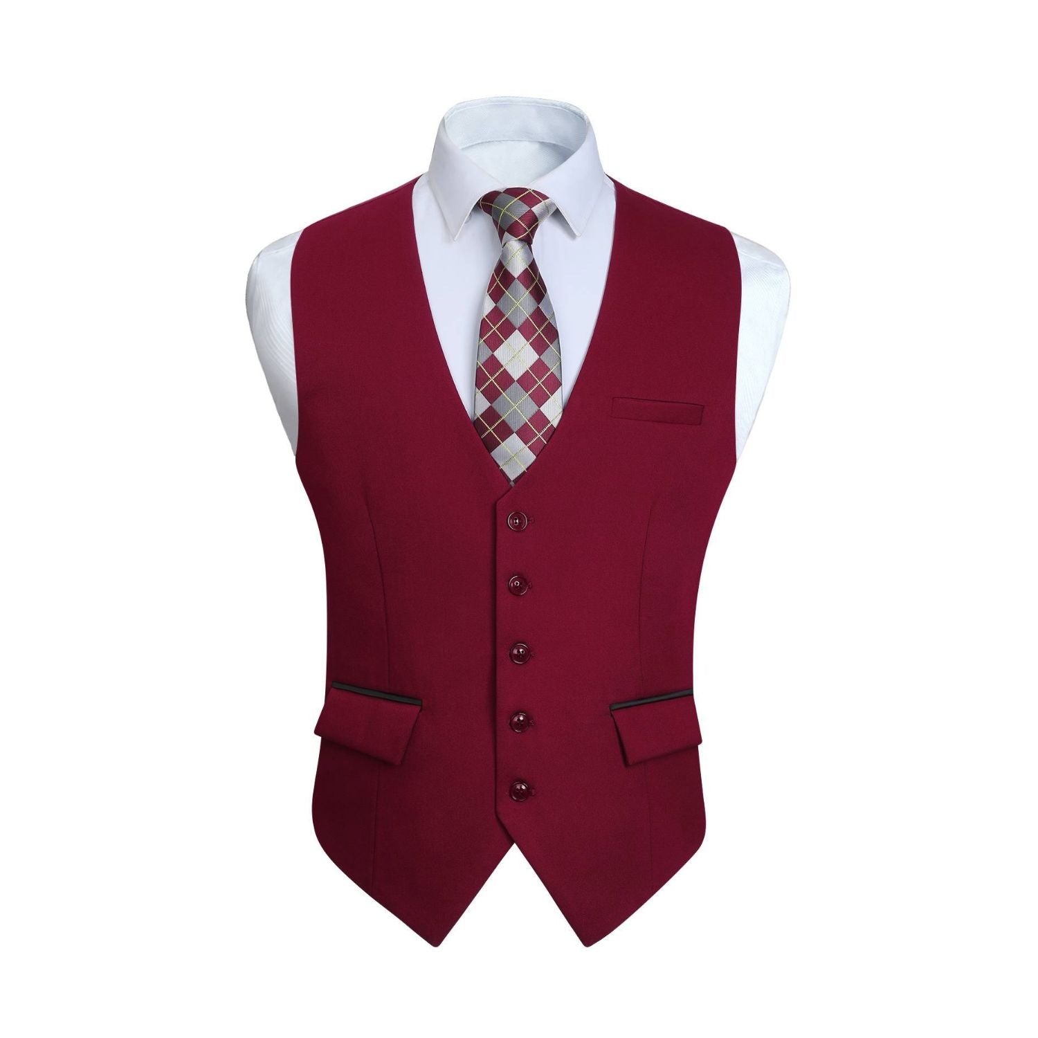 Solid Slim Suit Vest - H-RED – Hisdern