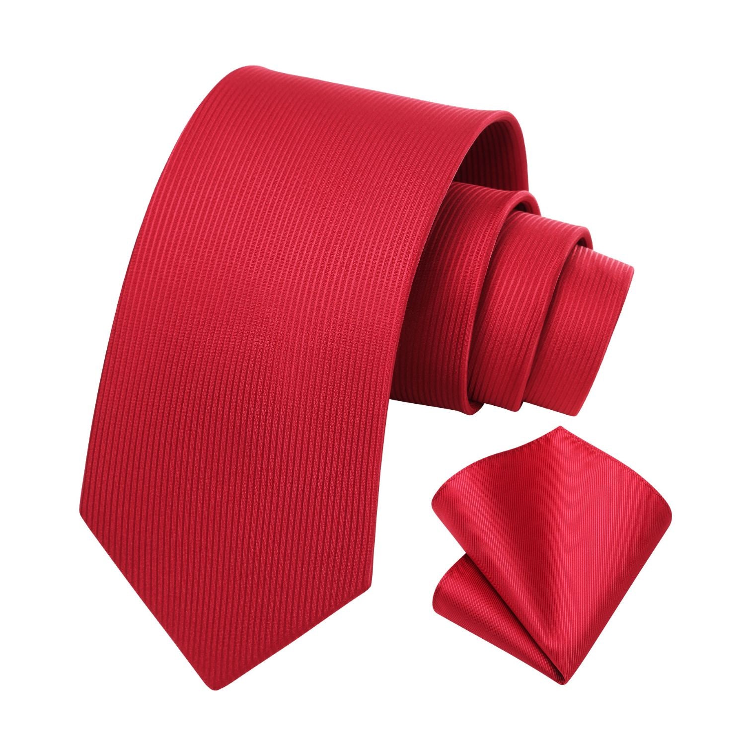 Solid Tie Handkerchief Set - 2-RED – Hisdern