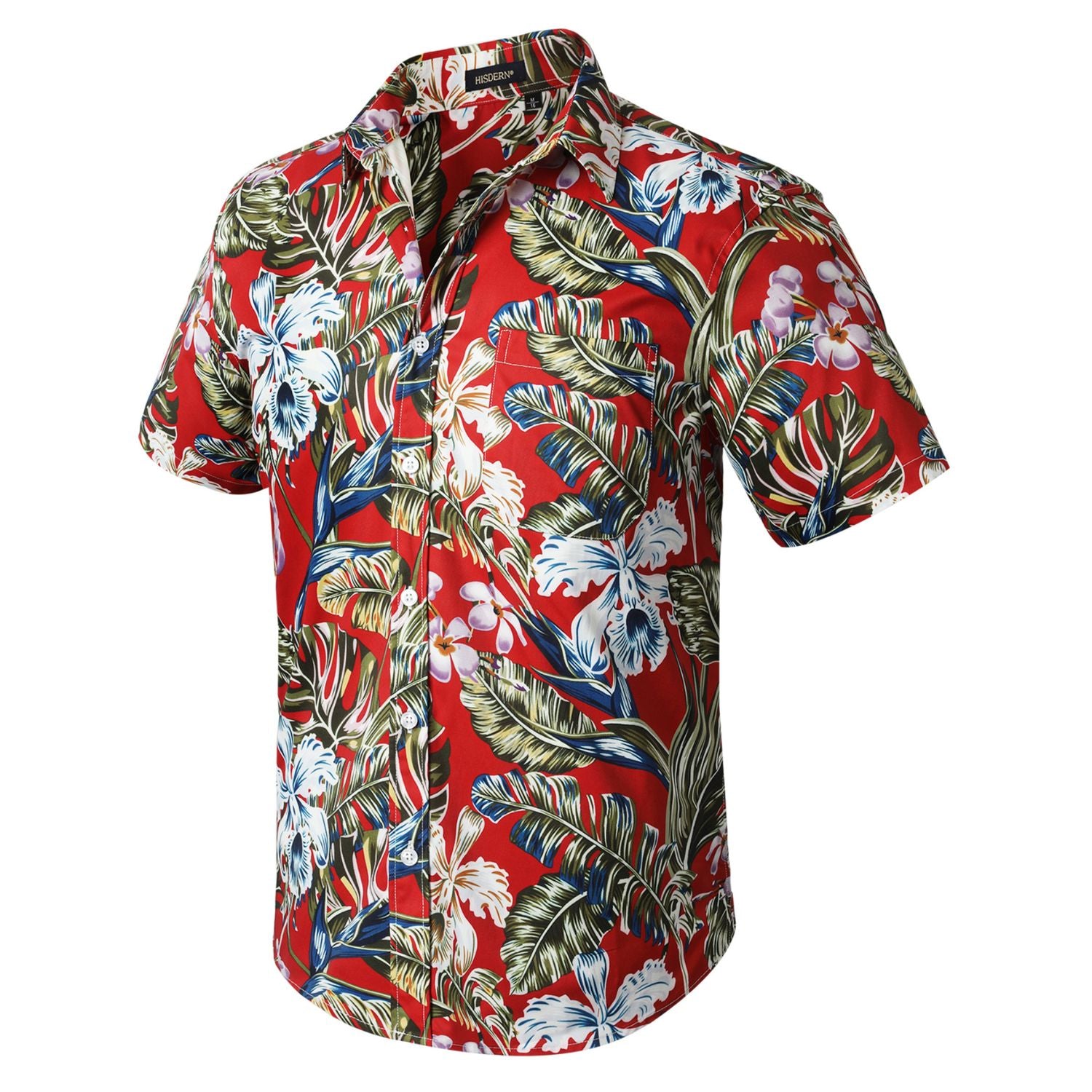 Hawaiian Tropical Shirts with Pocket - RED – Hisdern