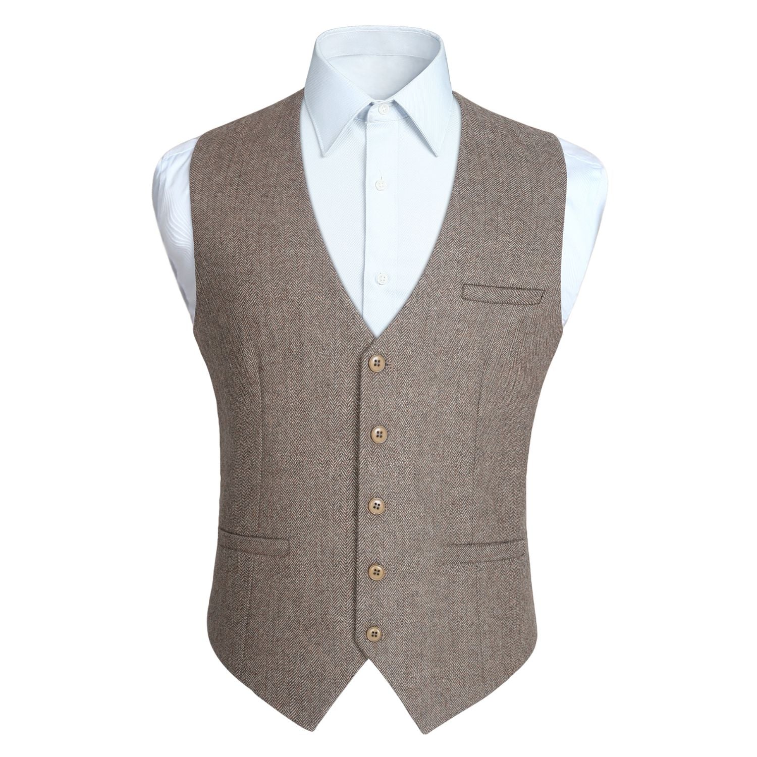 Hisdern Men's Brown Wedding Vest For Skinny Guys