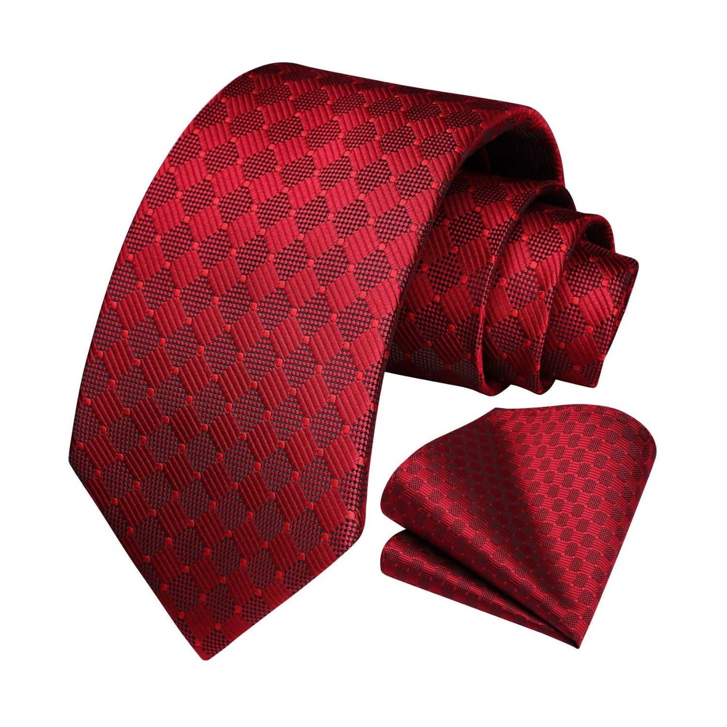 Hisdern Red Plaid Wedding Accessories Set